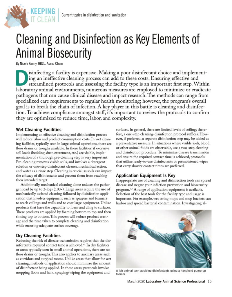 Cleaning and Disinfection as Key Elements of Animal Biosecurity ...