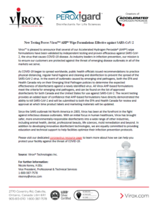 New Testing Proves Virox™ Disinfectants Highly Effective against SARS ...